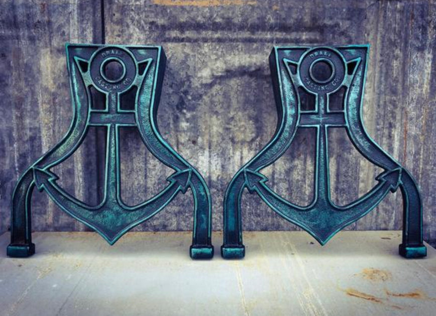 Aqua Rustic Anchor Coffee Table Legs/ Bench Legs Cast Iron – Drake ...
